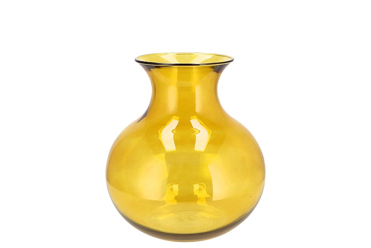 MIRA YELLOW GLASS CONE NECK SPHERE VASE 16X16X17CM | Daan Kromhout